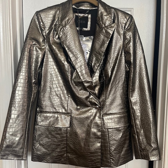 Guess | Jackets & Coats | Guess Antique Gray Gun Metal Leather Look ...